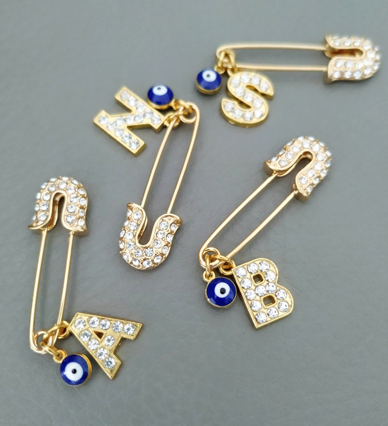 Evil Eye Pin Personalized Initial Pin Custom Evil Eye Safety Etsy