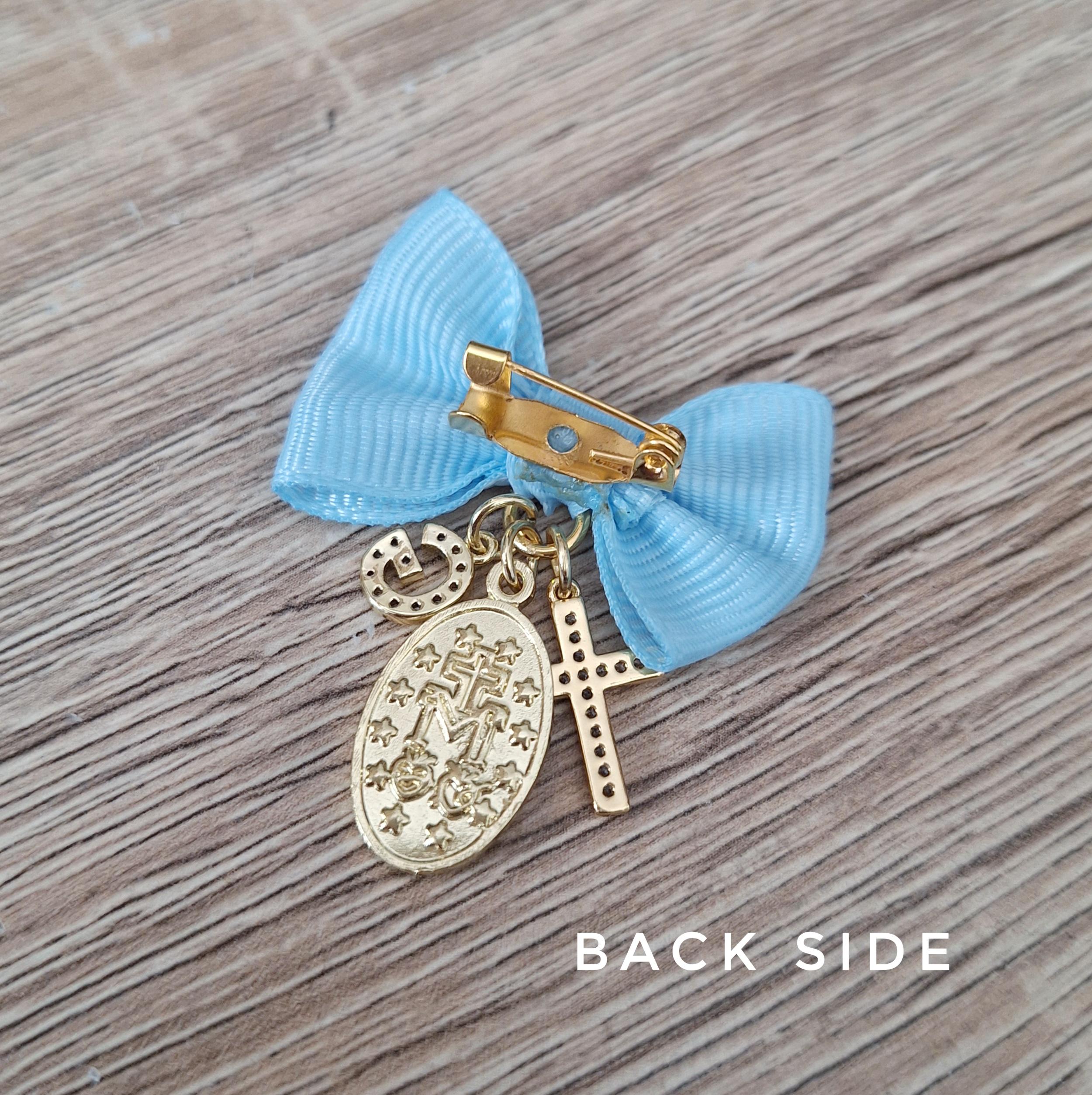 Saint Baby Pins, Virgin Mary Protection Jewelry, Gold Bowknot Brooch ...