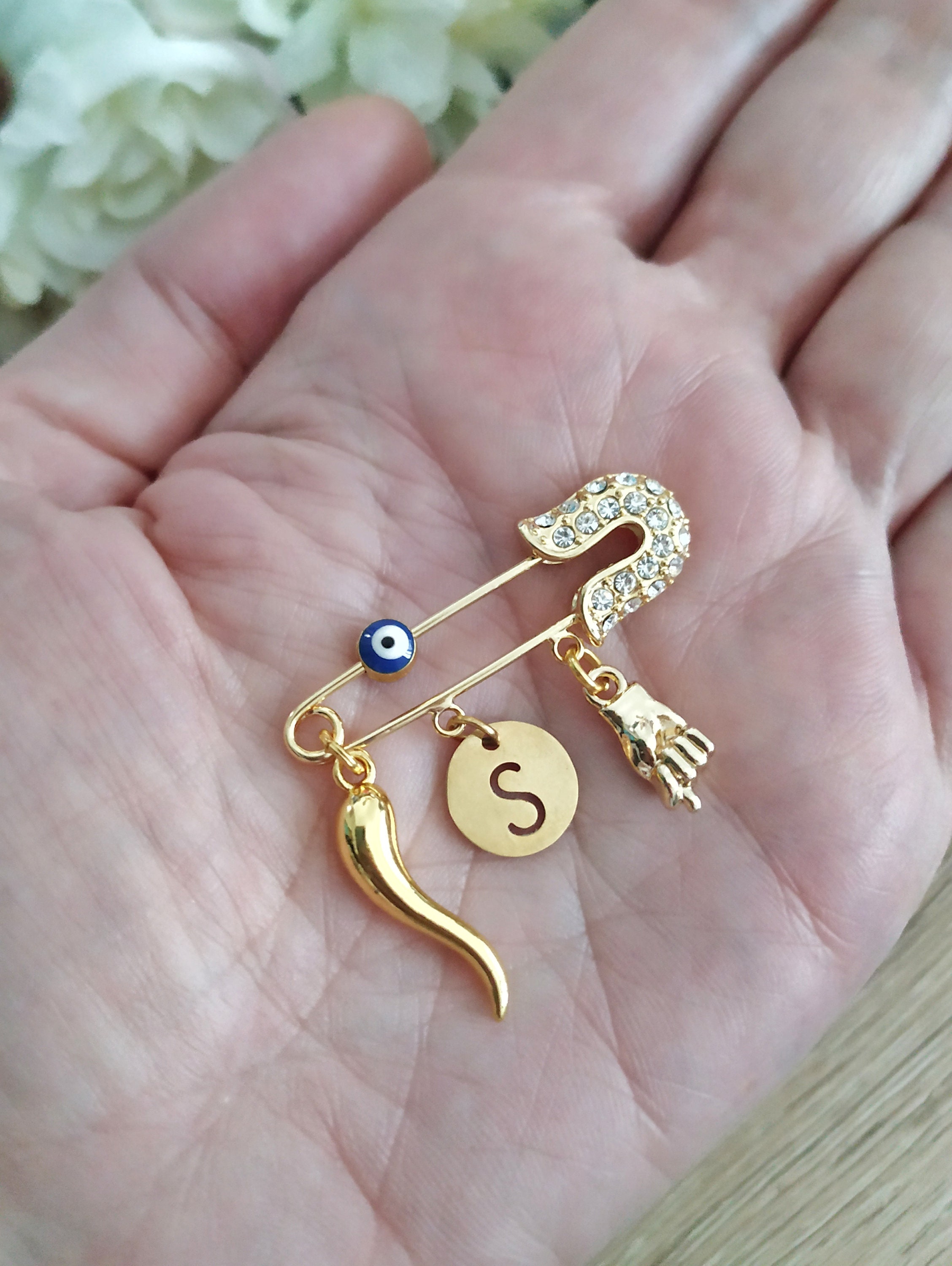 Broche de pin de cuerno italiano de lujo pin de seguridad de - Etsy España