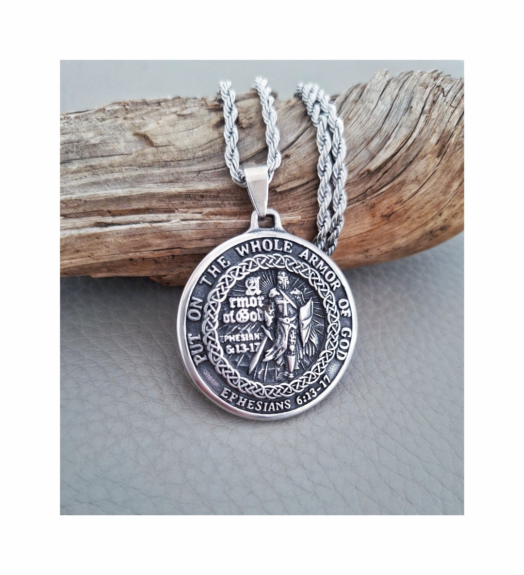 Armor of God Necklace, Shield of Faith, Ephesians 6:13, Large Pendant ...