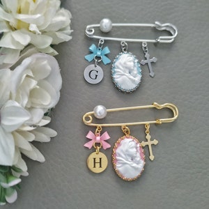 Religious Safety Pin, Mother Mary Baby Jesus Charms, Custom Cross ...