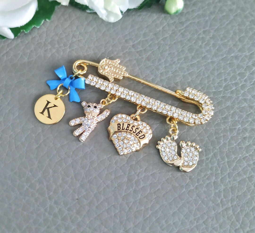 Blessed Heart Baby Pin Elegant Teddy Bear Charm Baby Pin - Etsy