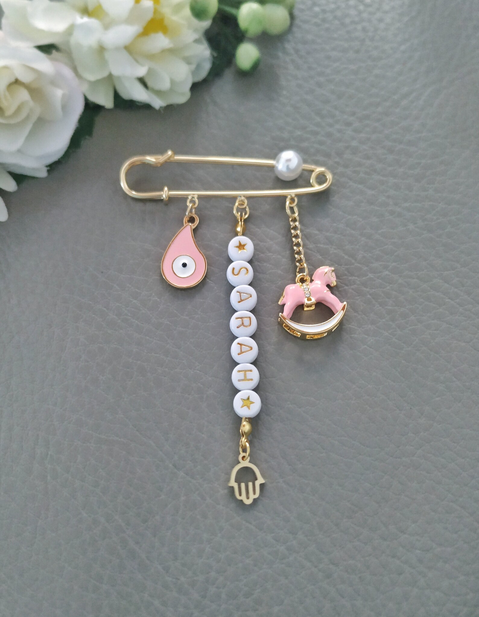 Pretty Safety Pin for Infant Protection, Personalized Custom Baby ...