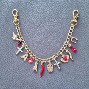 Custom Bag Chain, Italian Charm Red Gold Horn Purse Accessory, 13 Multi ...