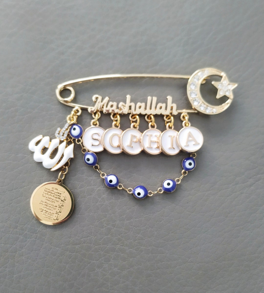 Mashallah PIN Gold Islam Brooch for Baby Personalized Muslim - Etsy