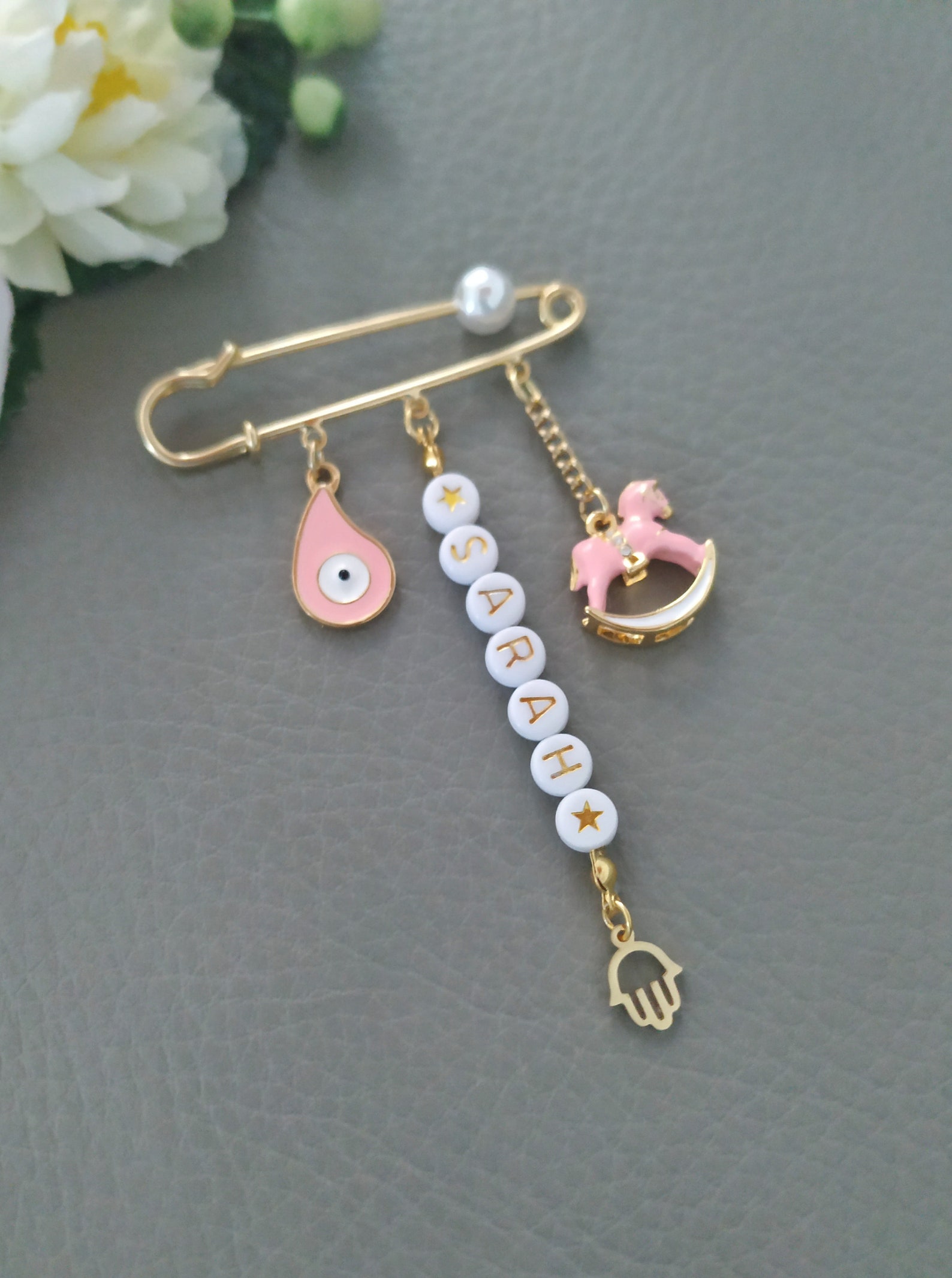 Pretty Safety Pin for Infant Protection, Personalized Custom Baby ...