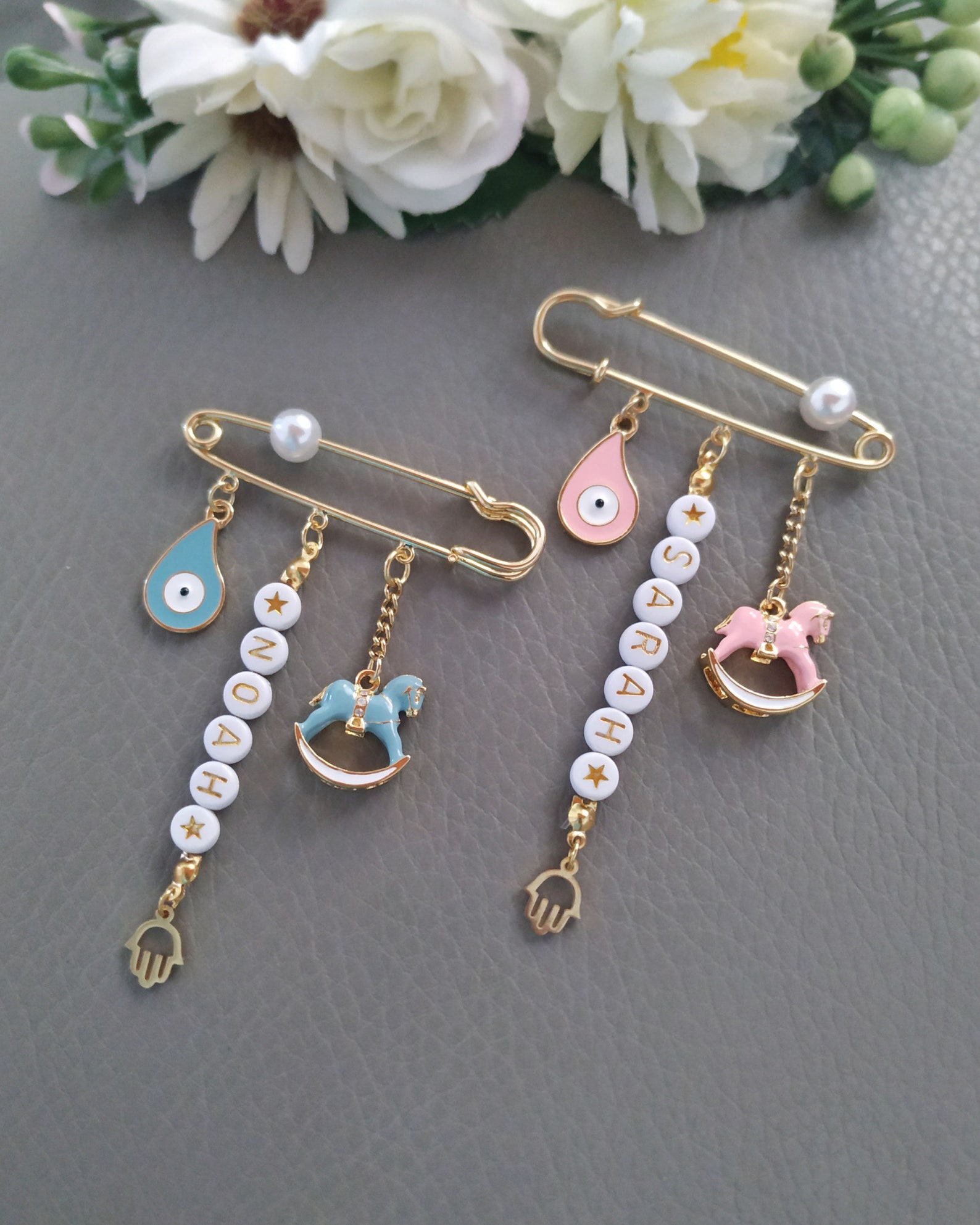 Pretty Safety Pin for Infant Protection, Personalized Custom Baby ...
