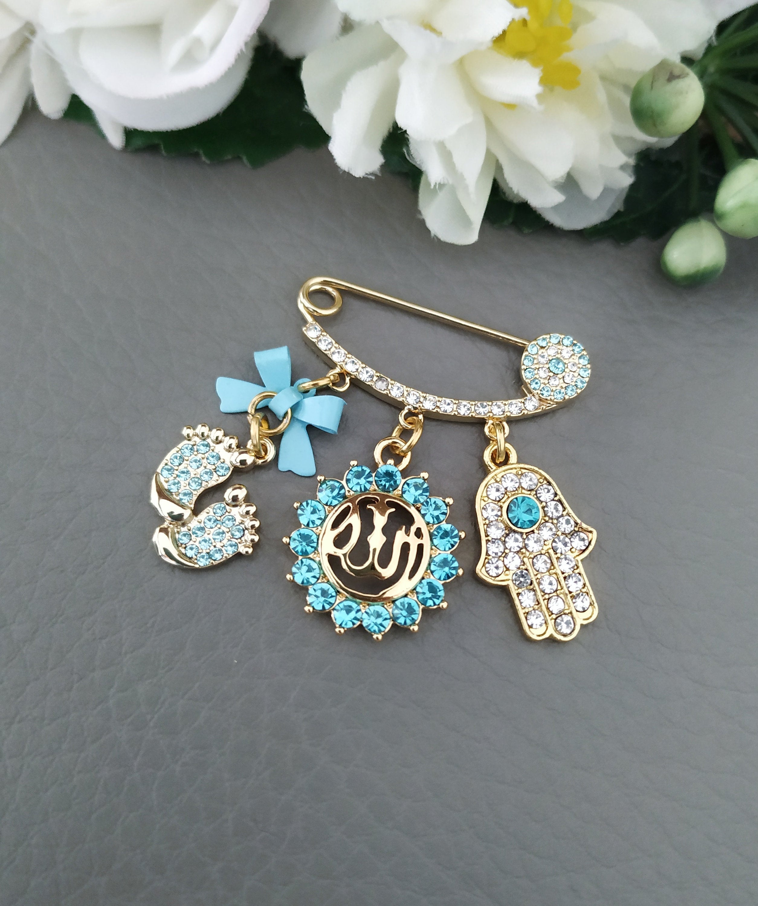 Diamante Allah Pin Gold Allah Jewellery Allah Baby Pin | Etsy