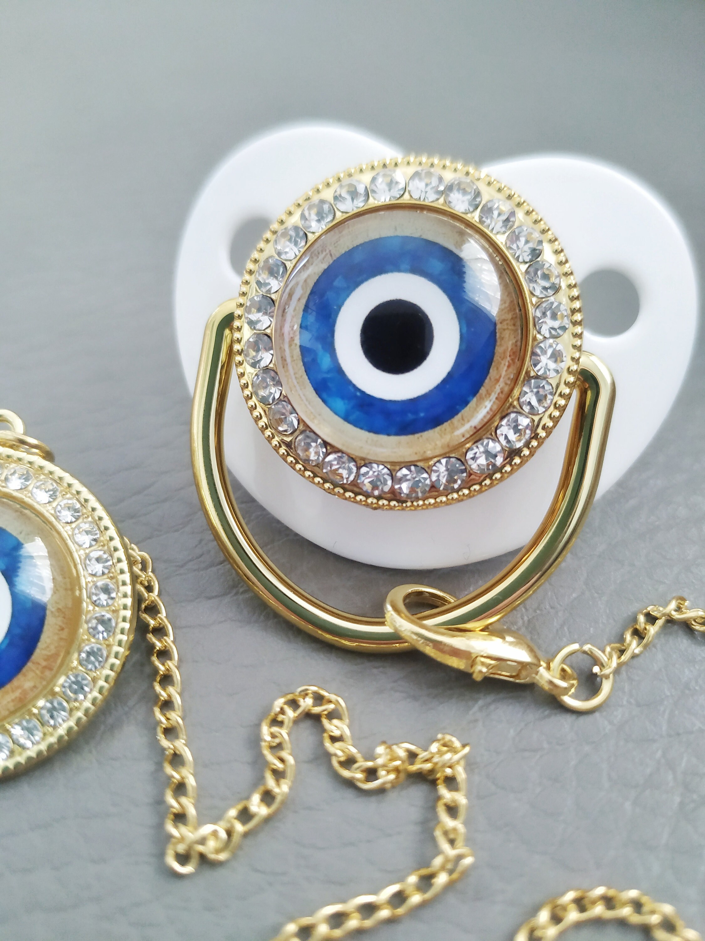 Fancy Pacifier and Clip Set With Blue Evil Eye New Born Baby - Etsy