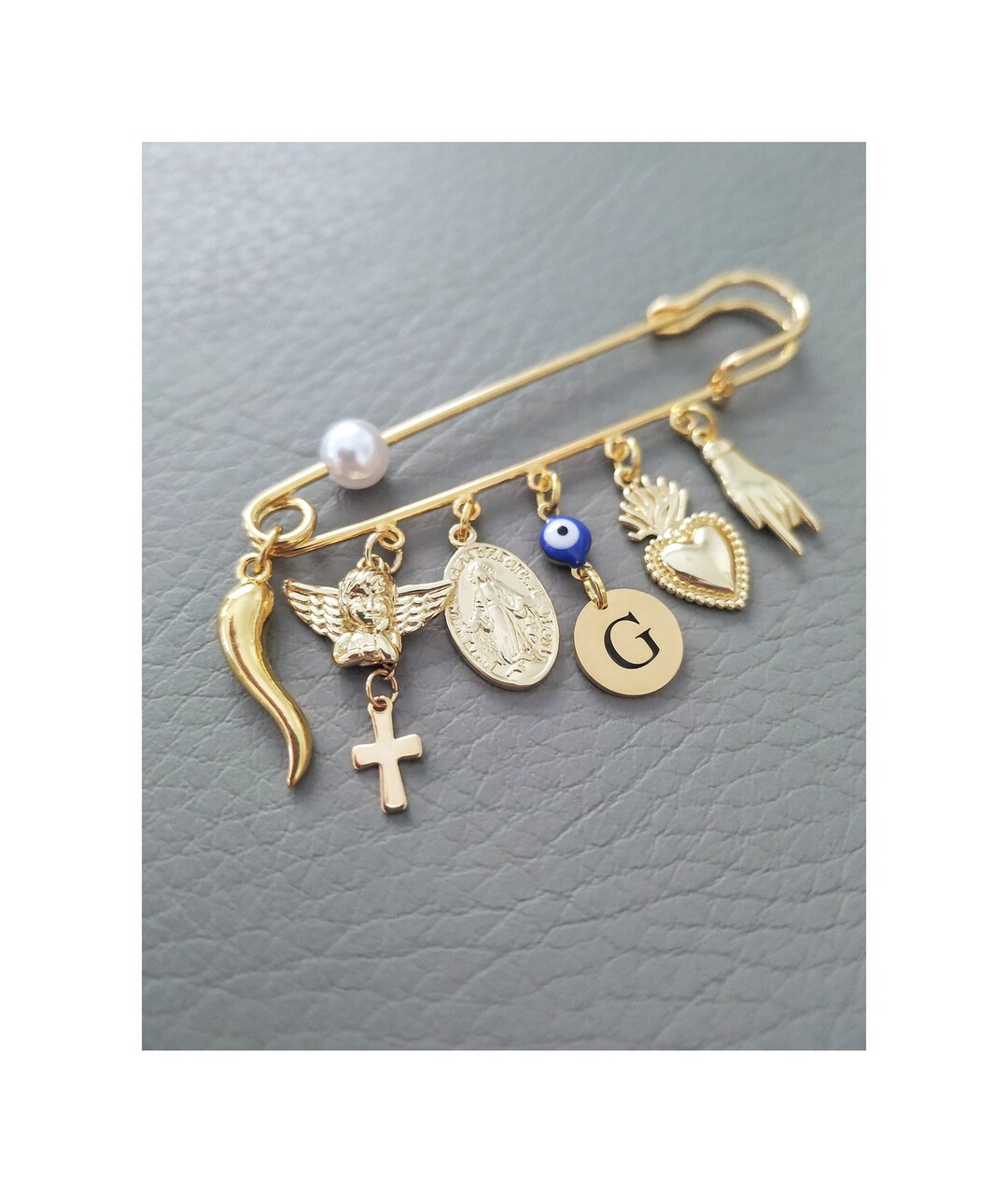 Personalized Italian Lucky Charms Pin, Horn Charm, Mano Cornuto ...