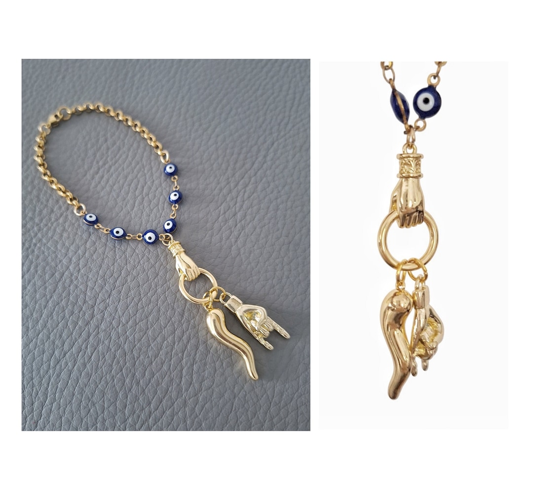 Italian Horn Car Charm, Devils Horns Hand Rear Mirror Hanging ...