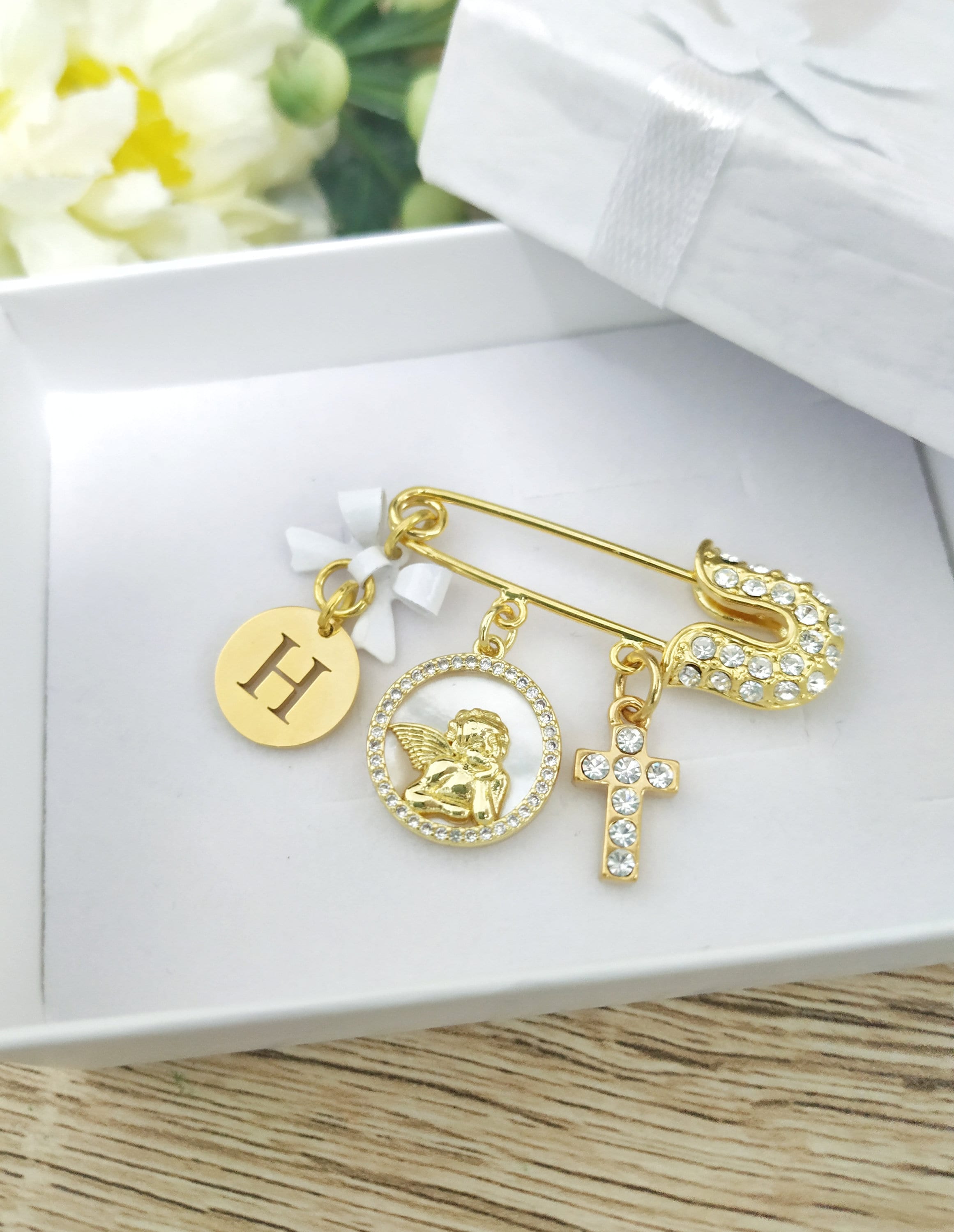 24k Protection for Baby Safety Pin, Guardian Angel Baby Pin Brooch ...