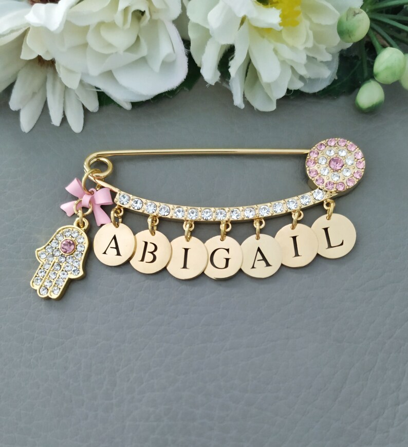 Personalized Evil Eye Pin Gold Safety Pin Pink Blue Evil Eye - Etsy