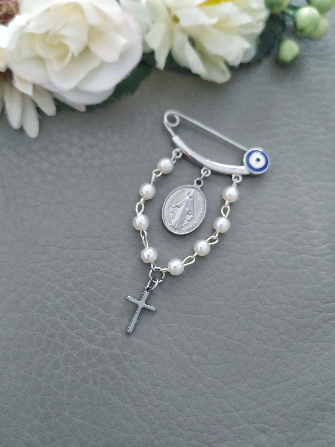 Baby Rosary Pin, Virgin Mary Brooch, Rosaries Jewelry, Keepsake for ...