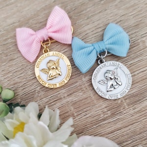 Angel Crib Medal, Guardian Angel Pin Brooch, Watch Over Baby Baptism ...