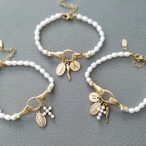 Natural Pearls Bracelet, Italian Charms, Protection Jewelry - Etsy