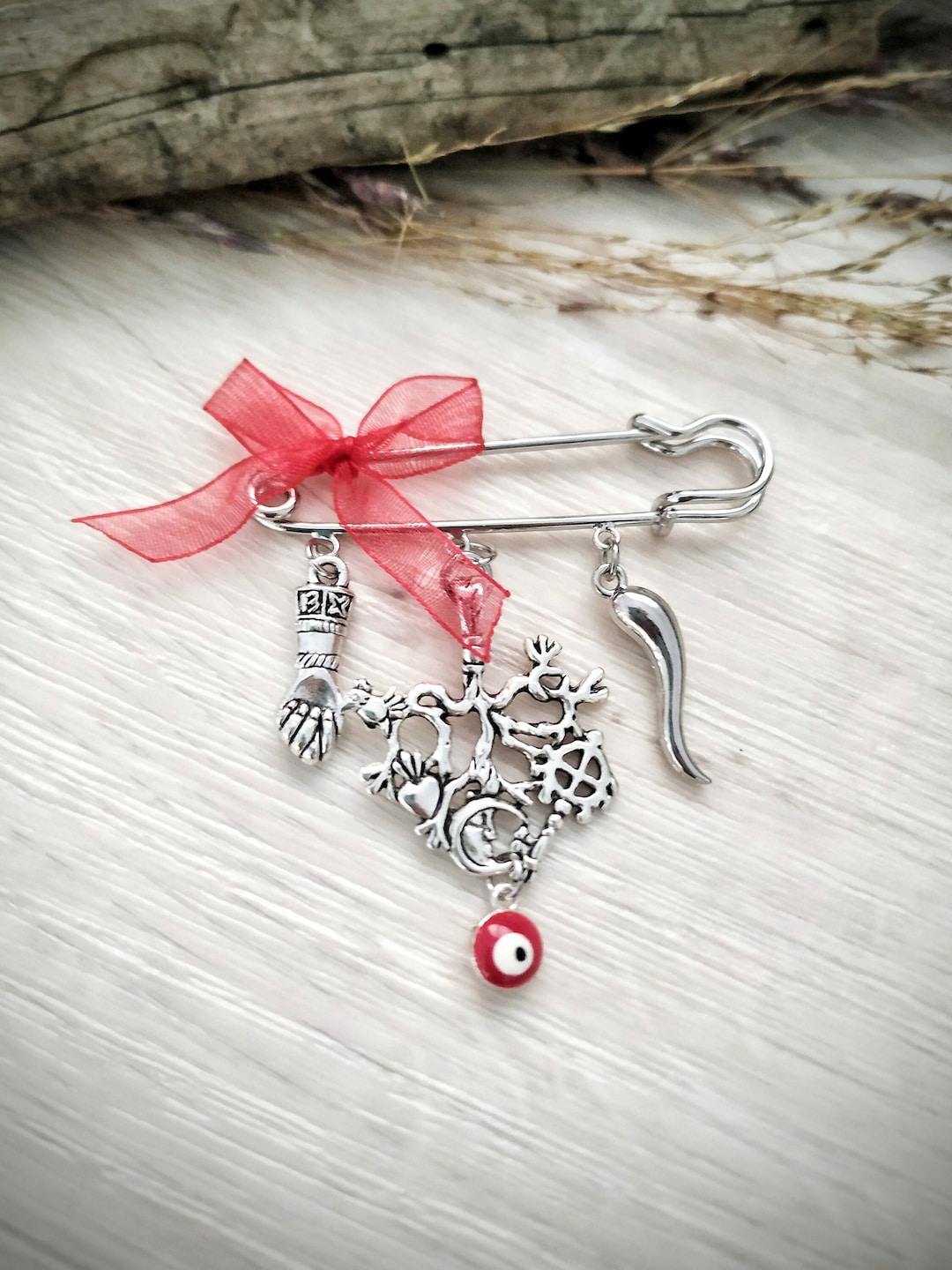 Cimaruta Brooch, Silver Italian Horn Pin, Mano Figa Charm, Good Luck ...