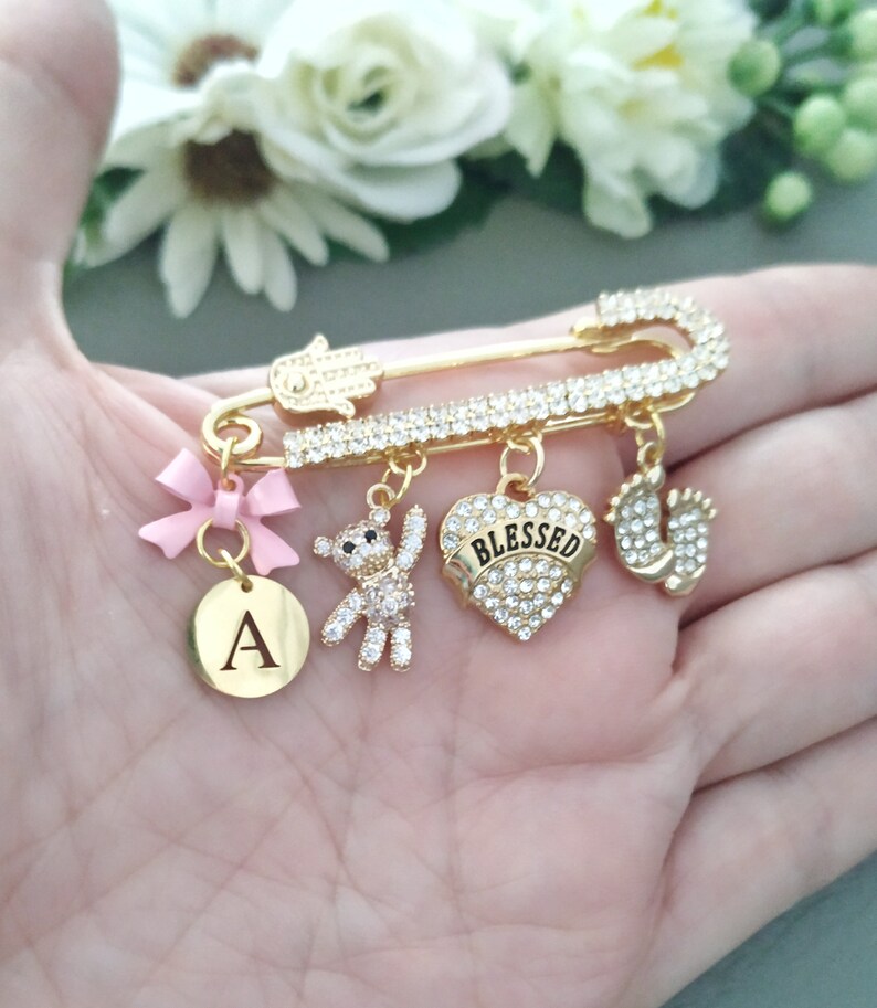 Blessed Heart Baby Pin Elegant Teddy Bear Charm Baby Pin - Etsy