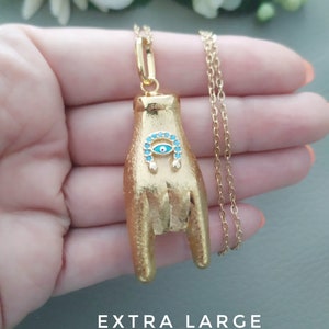 Italian Evil Eye Necklace, Large Sized Horn or Hand, Mano Cornuto ...