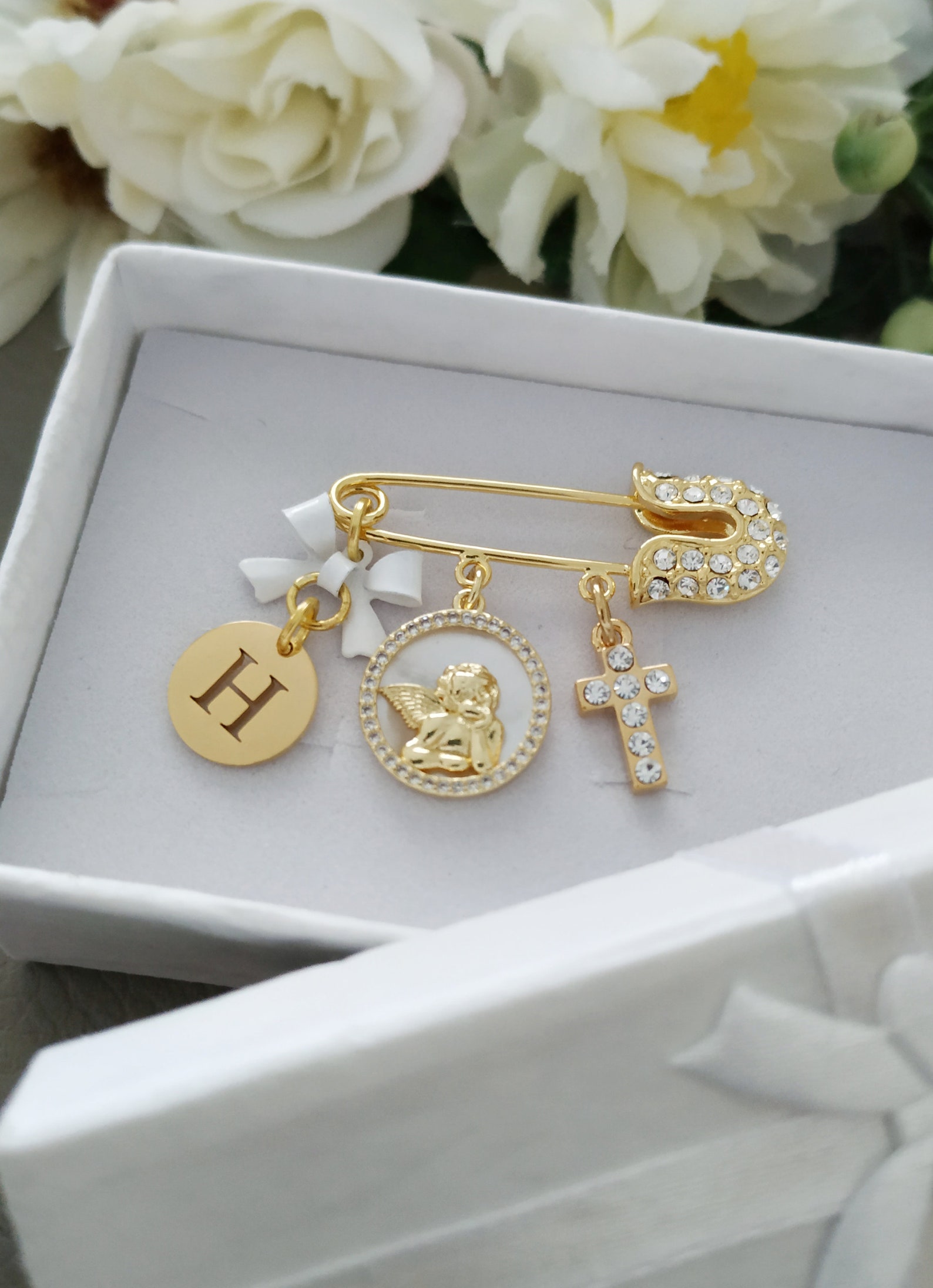 24k Protection for Baby Safety Pin, Guardian Angel Baby Pin Brooch ...