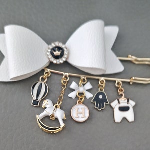 Gender Neutral Stroller Pin, Black White Personalized Baby Keepsake ...