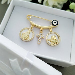 Protection for Baby, Medallion for Baby Crib, Gold Virgin Mary Guardian ...