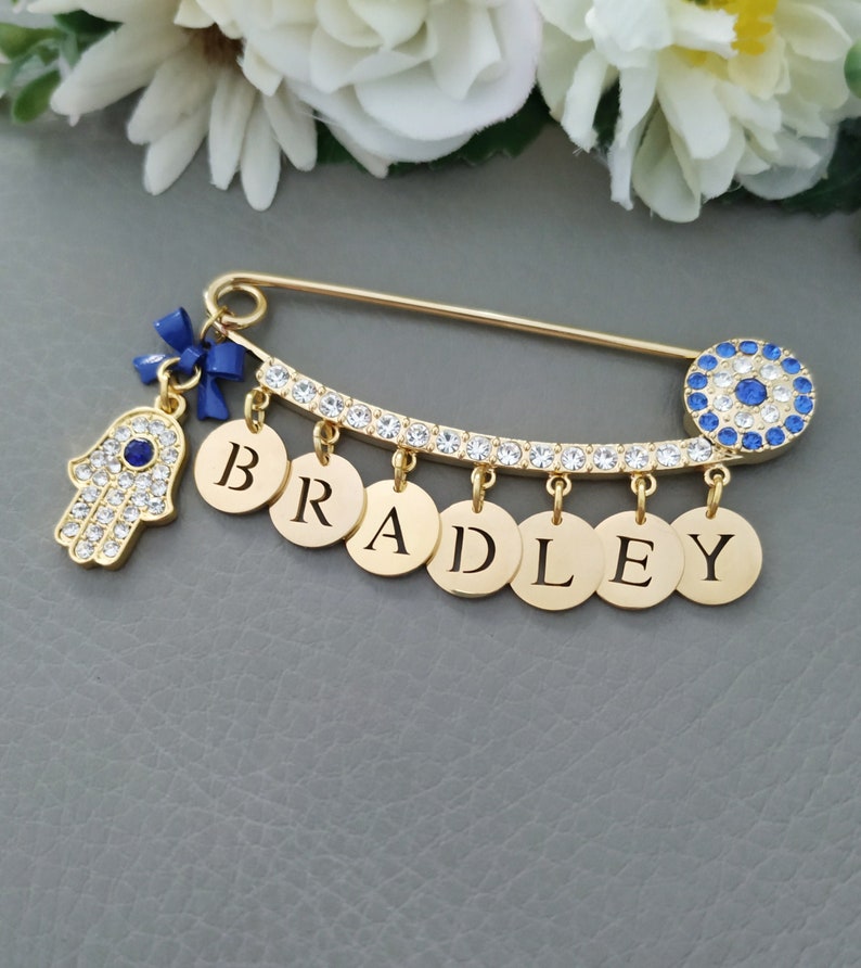 Evil Eye Pin Evil Eye Brooch Gold Personalized Safety Pin | Etsy