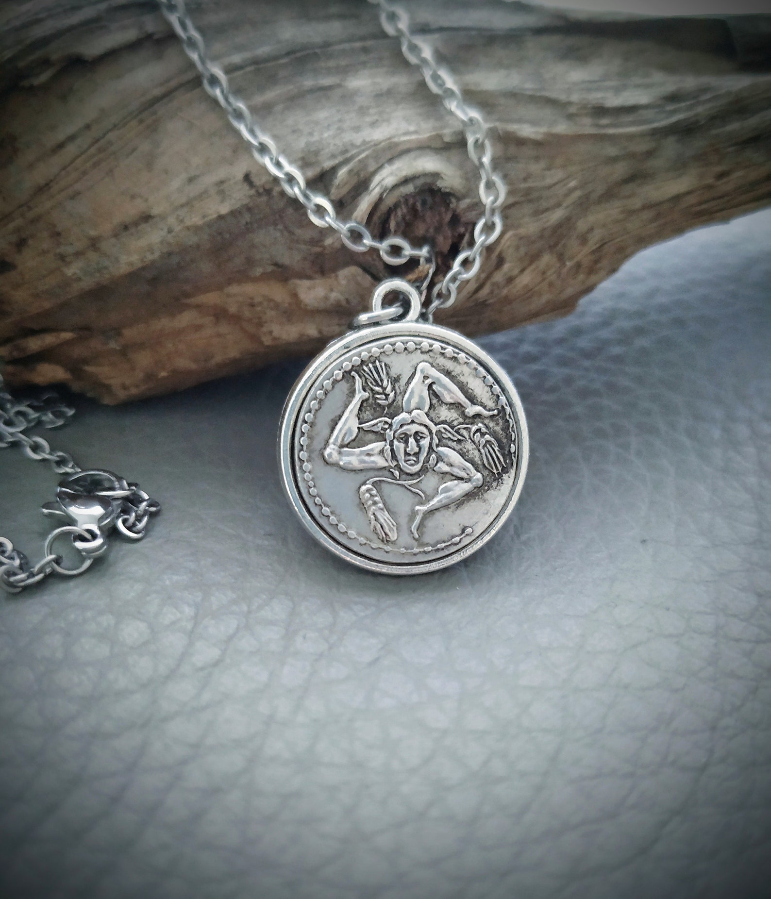 Sicilian Ancient Coin Trinacria Triskelion Pendant Necklace - Etsy