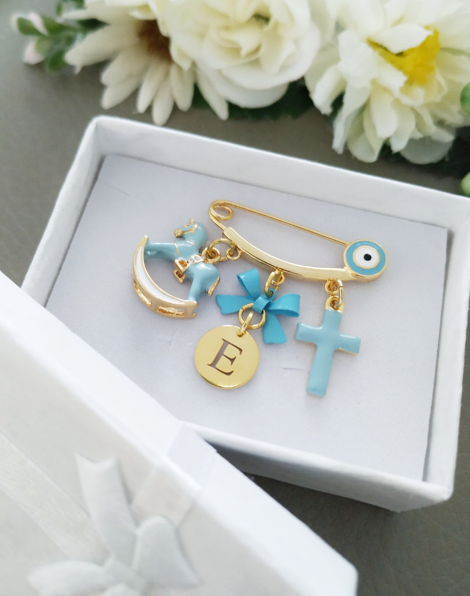 Personalized Baby Pin Gold Safety Pin Baby Boy Gift Cross | Etsy