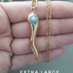 Italian Evil Eye Necklace, Large Sized Horn or Hand, Mano Cornuto ...