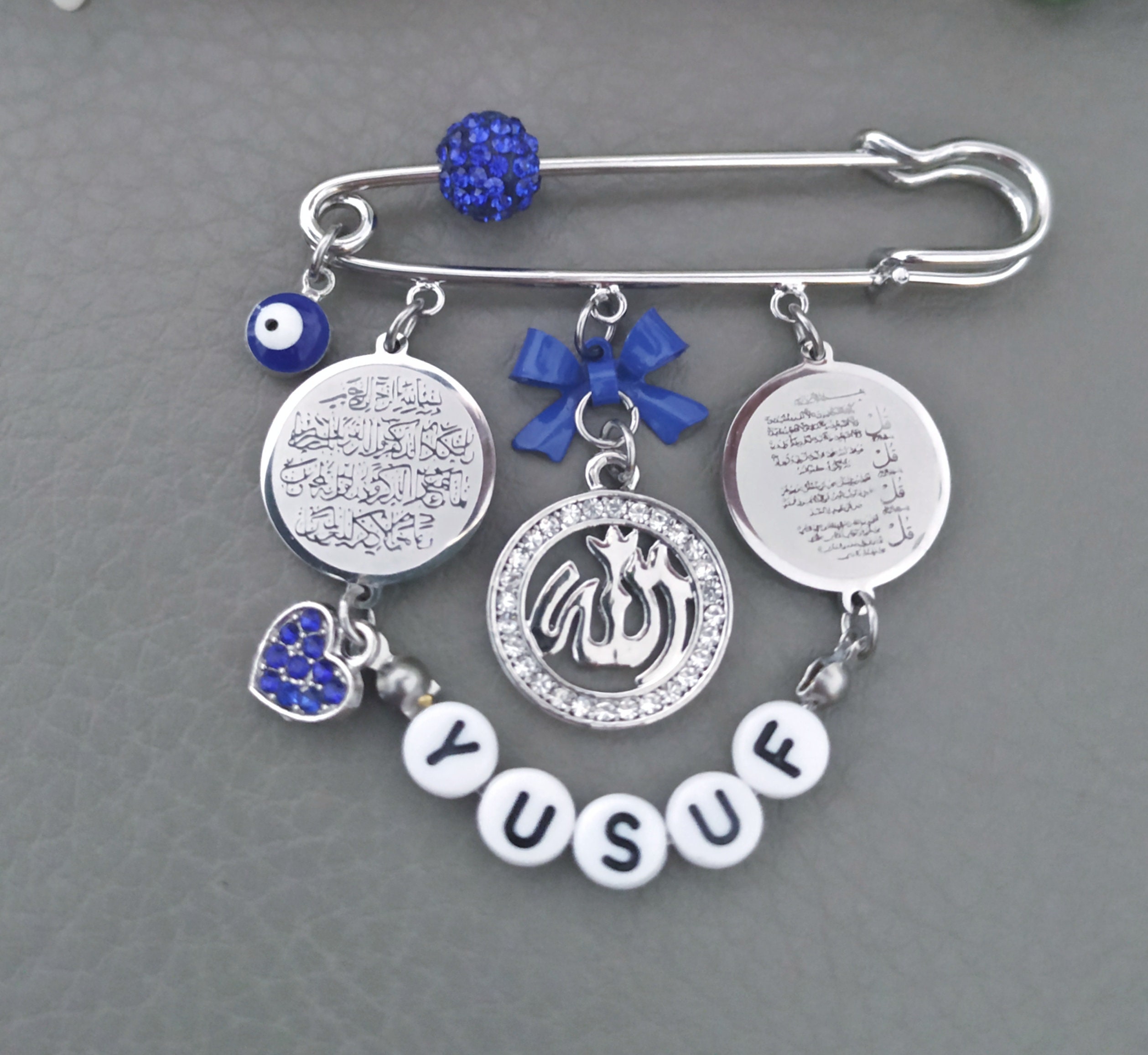 Personalized 4 Qul Ayatul Kursi Allah Pink Blue Diamante Baby | Etsy