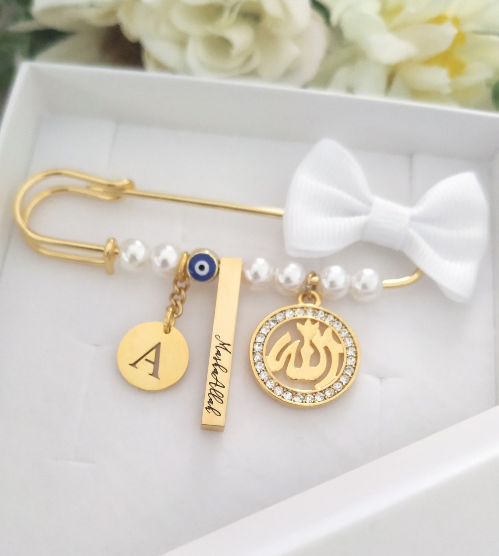 Gold Mashallah Pin Personalized Allah Pin Brooch Islamic Pin - Etsy