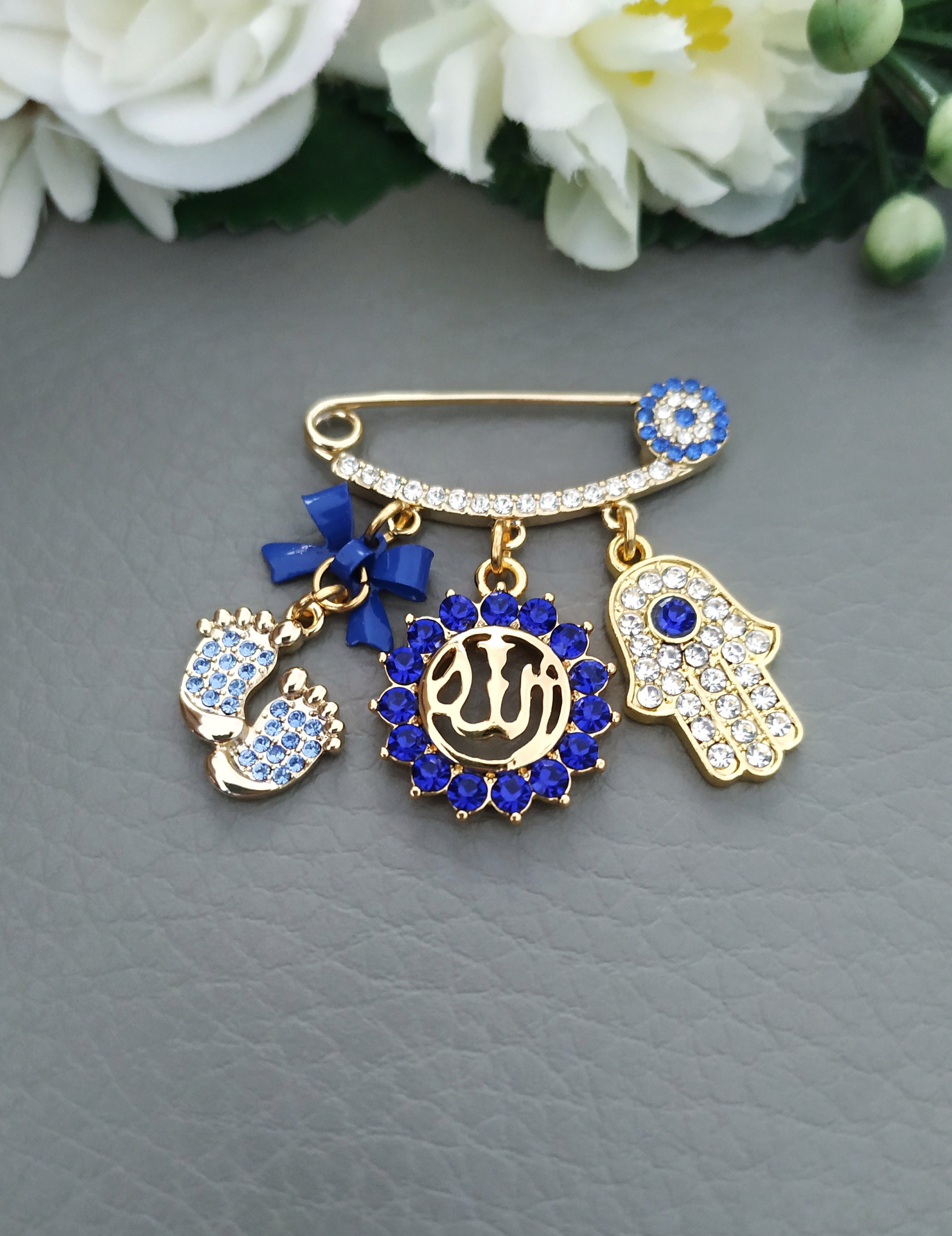 Diamante Allah Pin Gold Allah Jewellery Allah Baby Pin | Etsy