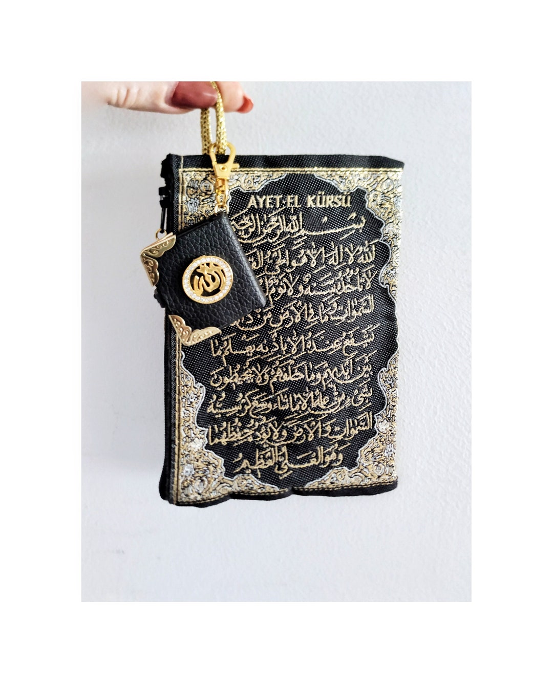 Quran Wallet, Ayatul Kursi Embroidered Pouch With Zipper, Ramadan Eid ...
