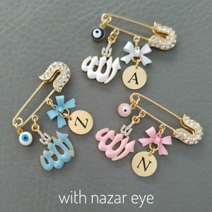 Islamic Brooch, Bless Allah Charm Baby Pin, Personalized Jewelry ...