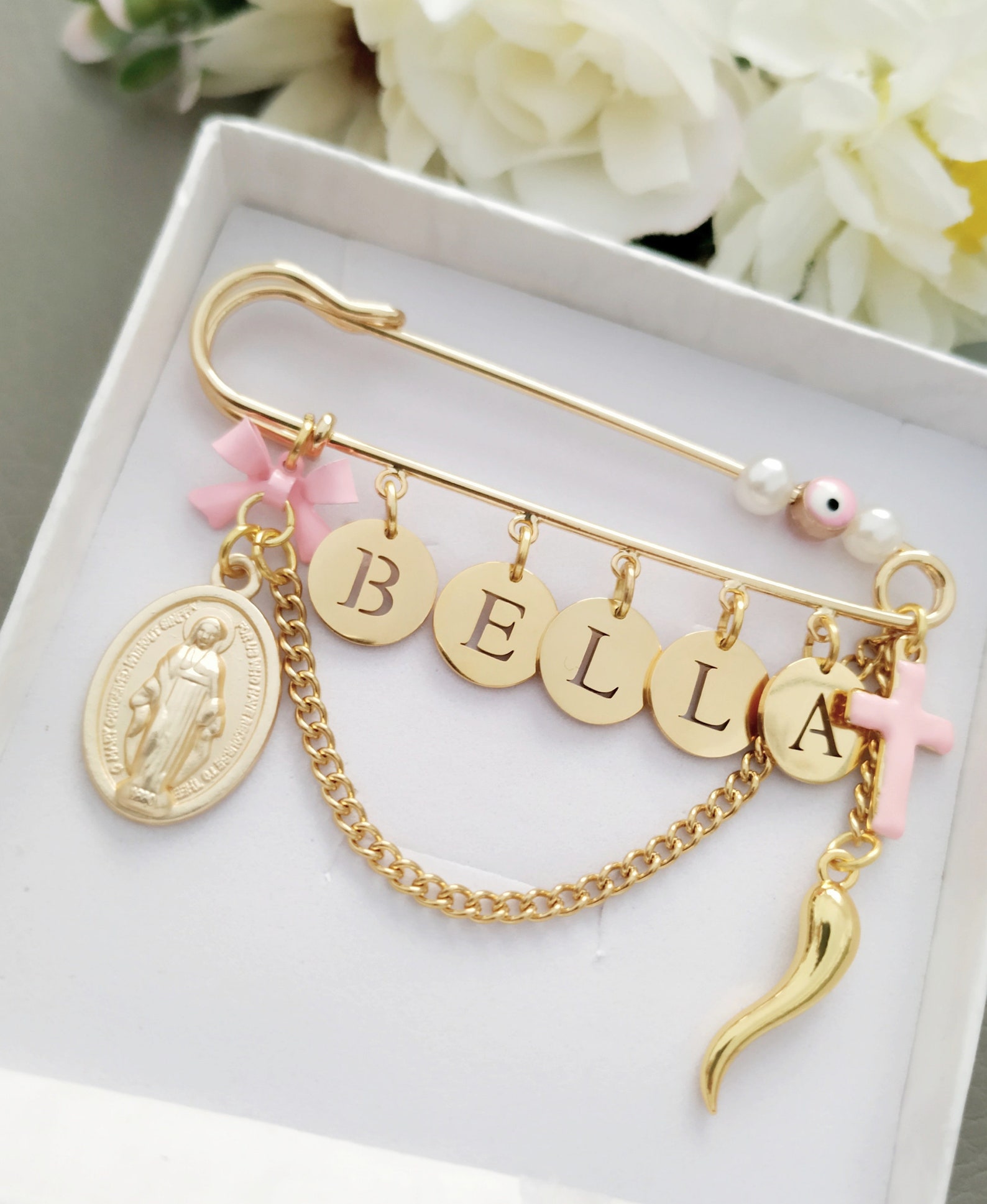 Gold Italian Horn Pin Personalized Baby Pin Italian Boy Girl - Etsy