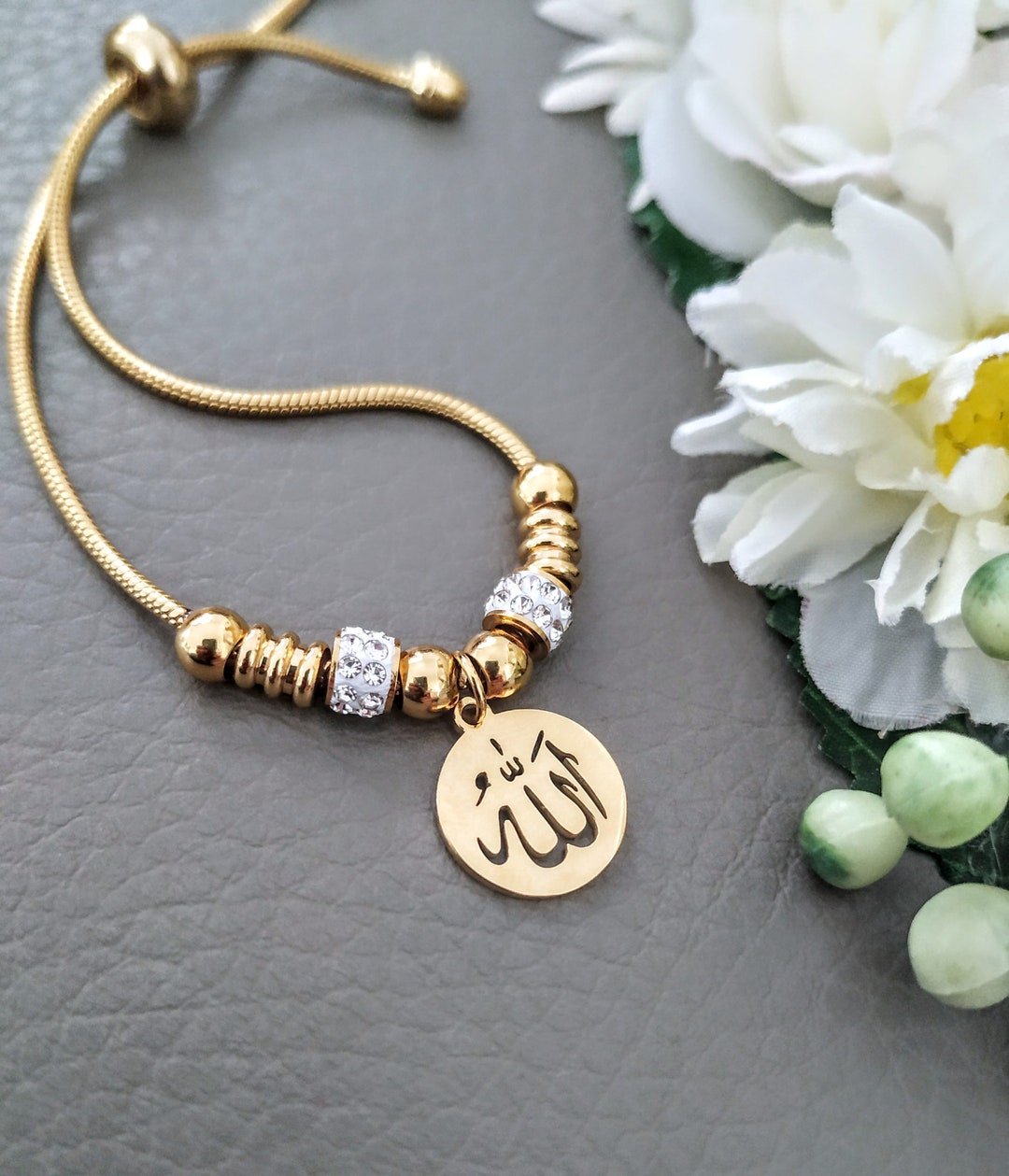 Gold ALLAH Armband, Islam Charms Schmuck, Muslim Geschenk für Frauen ...