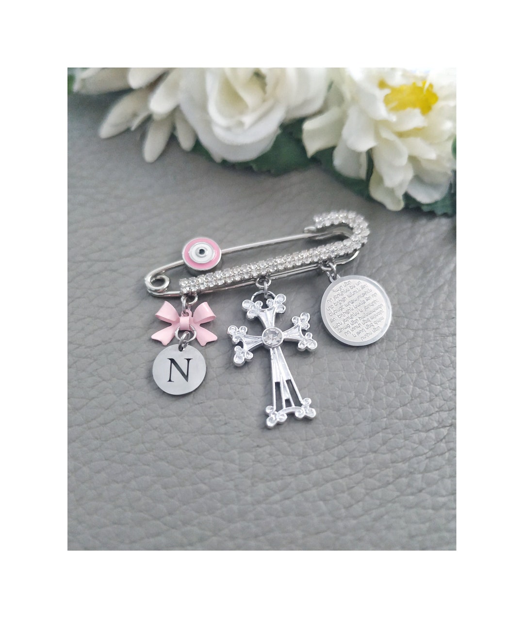Personalized Armenian Pin, Khachkar Jewelry, Girl Baptism Gifts - Etsy