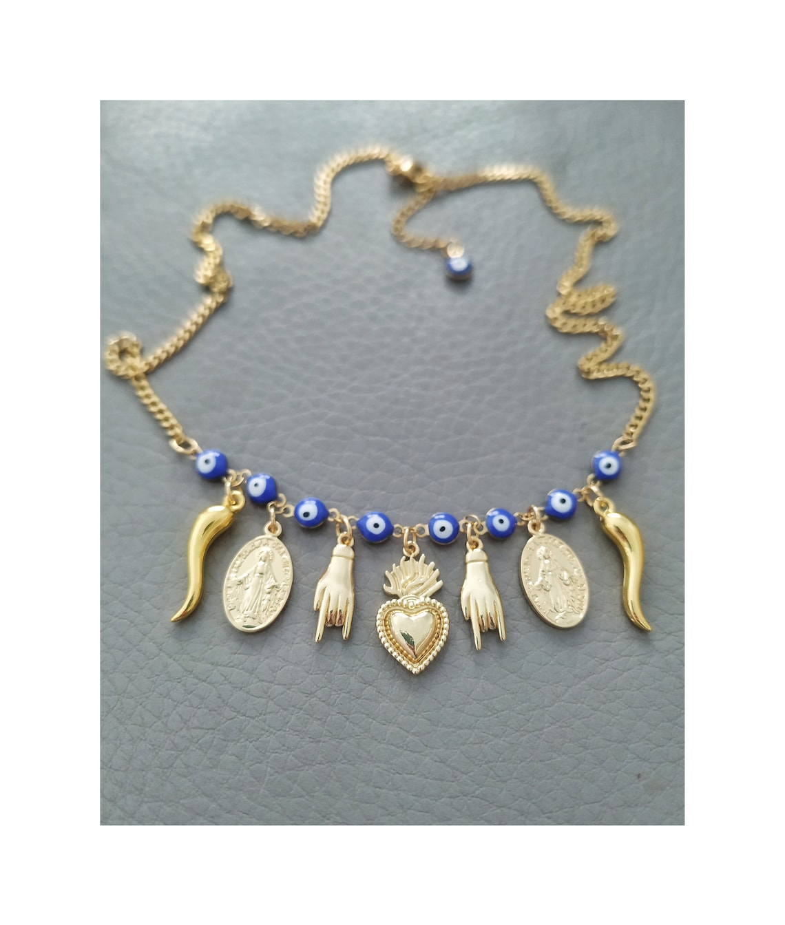 Italian Malocchio Necklace Cornetti Blue Evil Eye Italy - Etsy