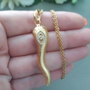 Malocchio Italian Horn Necklace, Large Sized Hand Mano Cornuto Cornetto ...