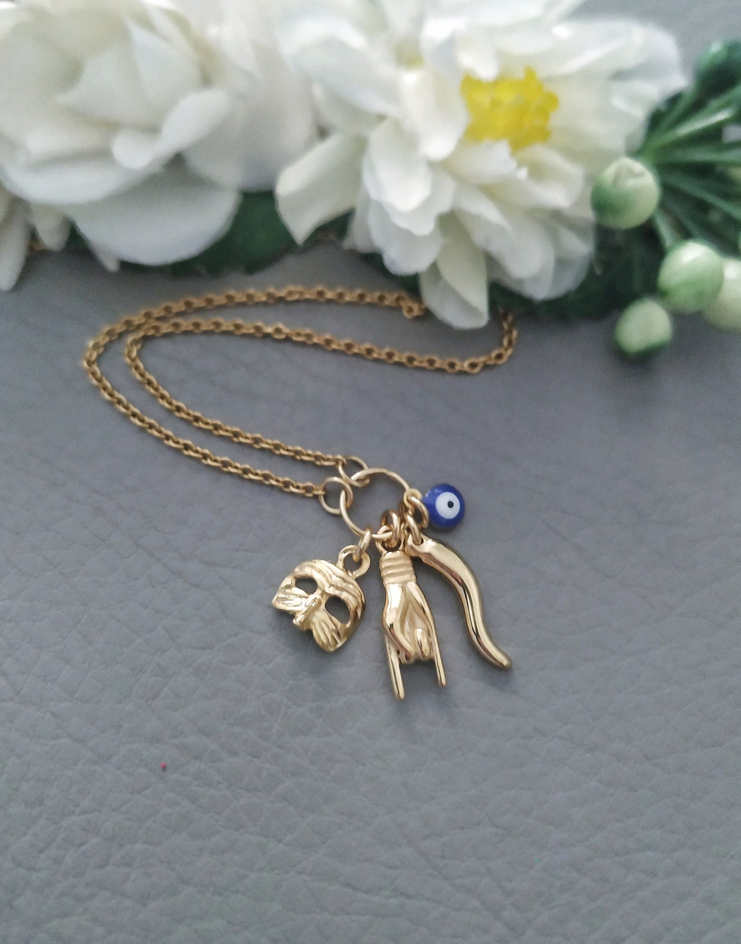 Pulcinella Necklace Neapolitan Mask Symbol Silver Gold - Etsy