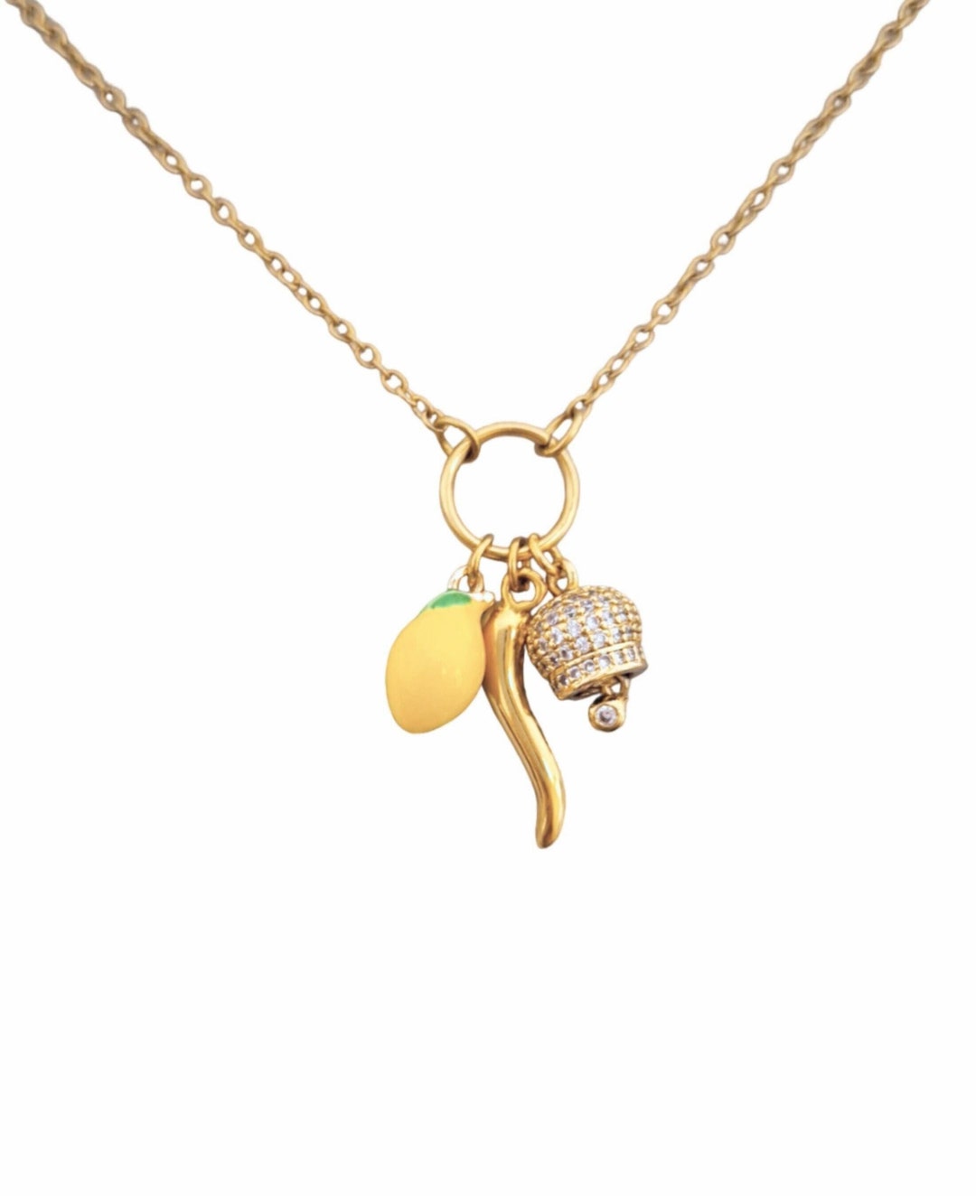 18 Kt Italy Lemons Necklace, Italian Good Luck Charms Jewelry - Etsy