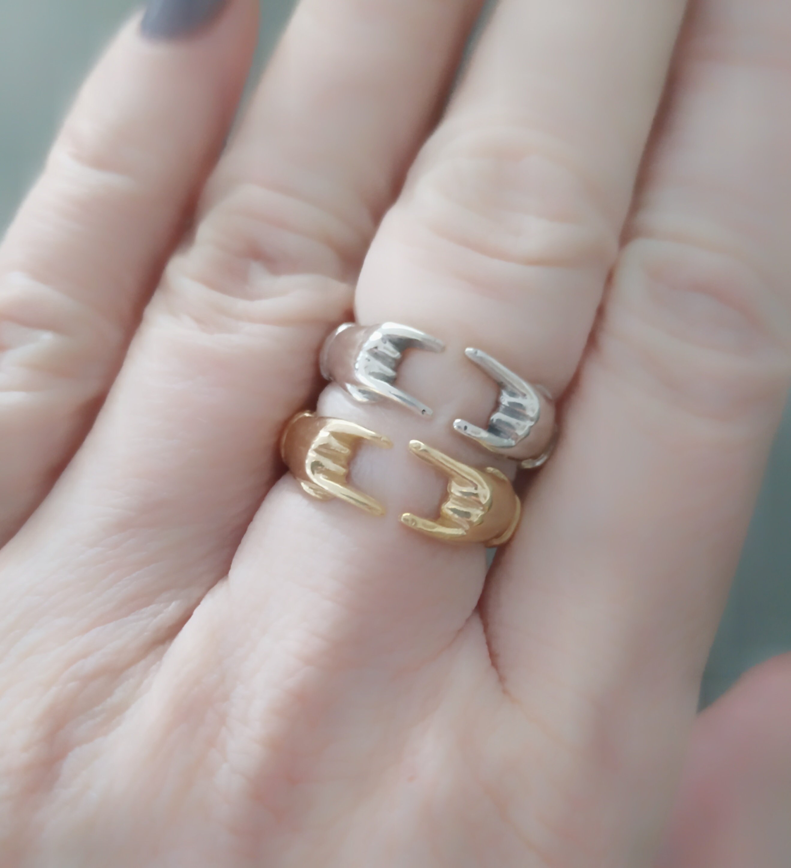 Sterling Italian Hand Ring Mano Cornuto Cuff Protection - Etsy