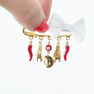 Malocchio Safety Pin, Personalized Italian Horn Hand, Cornicello, Mano ...