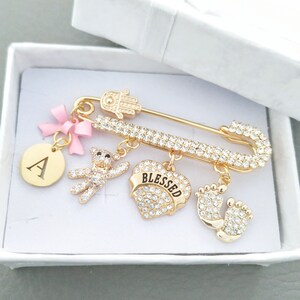 Blessed Heart Baby Pin Elegant Teddy Bear Charm Baby Pin - Etsy