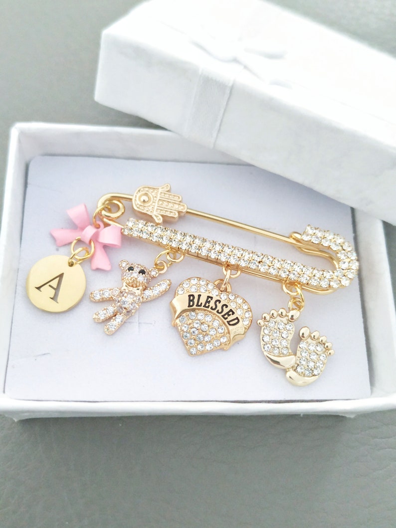 Blessed Heart Baby Pin Elegant Teddy Bear Charm Baby Pin - Etsy