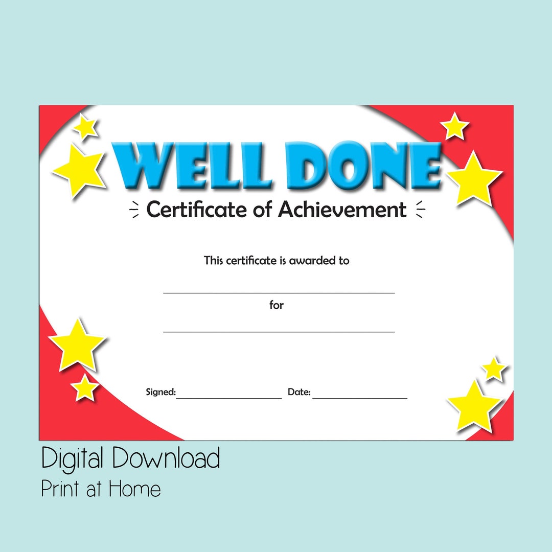 Kids Certificate of Achievement, Good Behaviour Reward, Digital ...