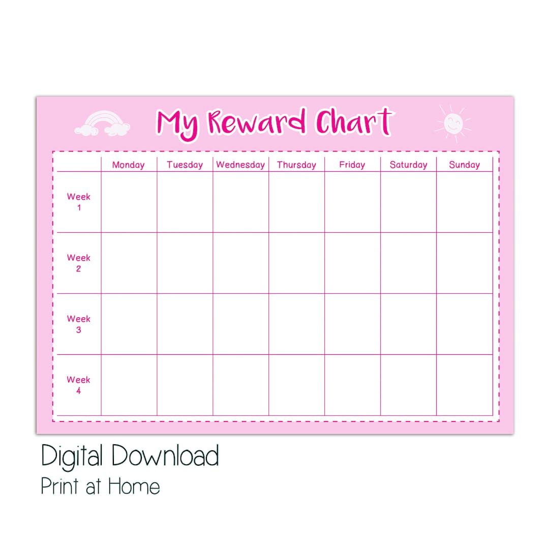 Printable Reward Chart, Reward Chart for Girl, Good Behaviour, Girls ...