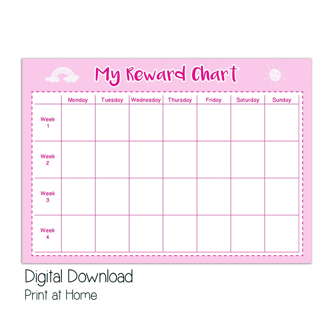 Printable Reward Chart, Reward Chart for Girl, Good Behaviour, Girls ...