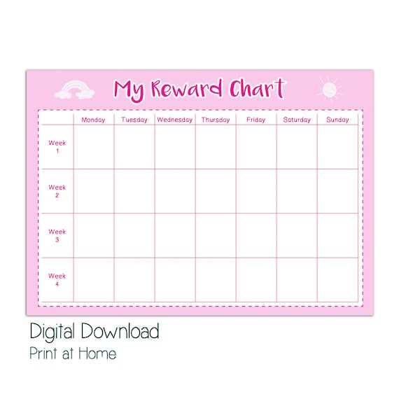 Printable Reward Chart Reward Chart for Girl Good Behaviour | Etsy